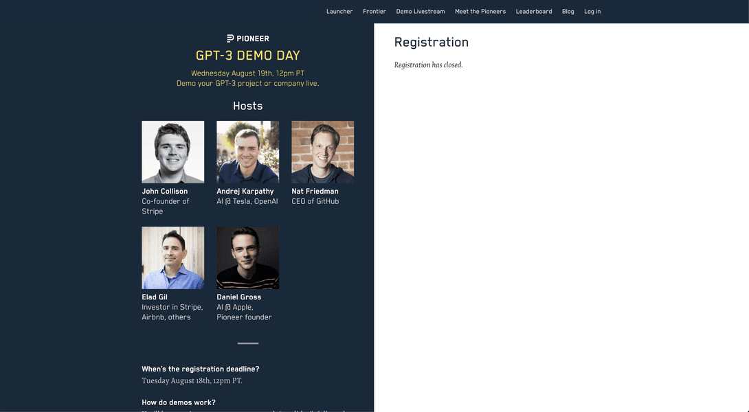 GPT-3 Demo Day by Pioneer Reviews 2025: Details, Pricing, & Features