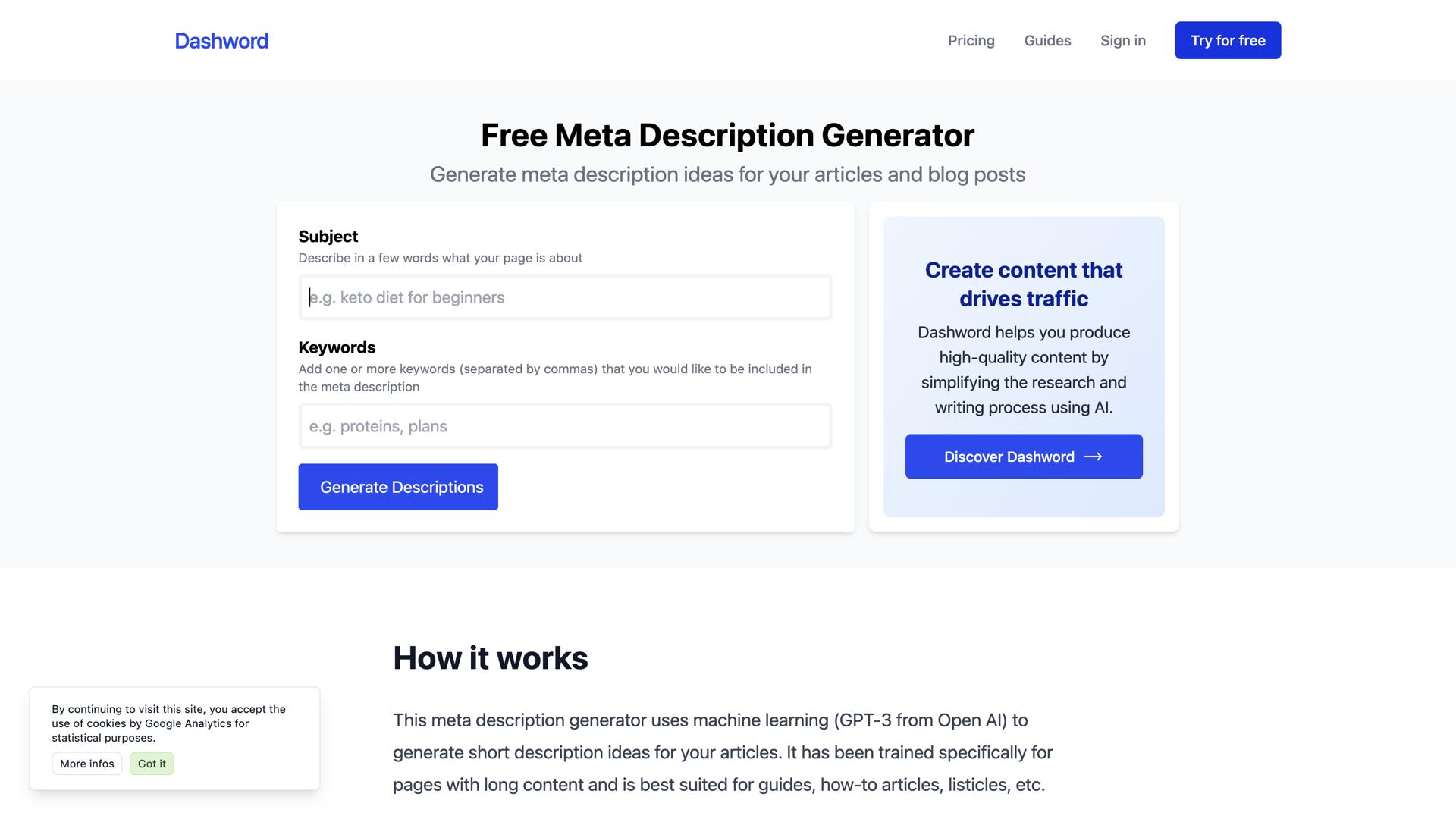 Meta Description Generator by Dashword Reviews 2025: Details, Pricing ...